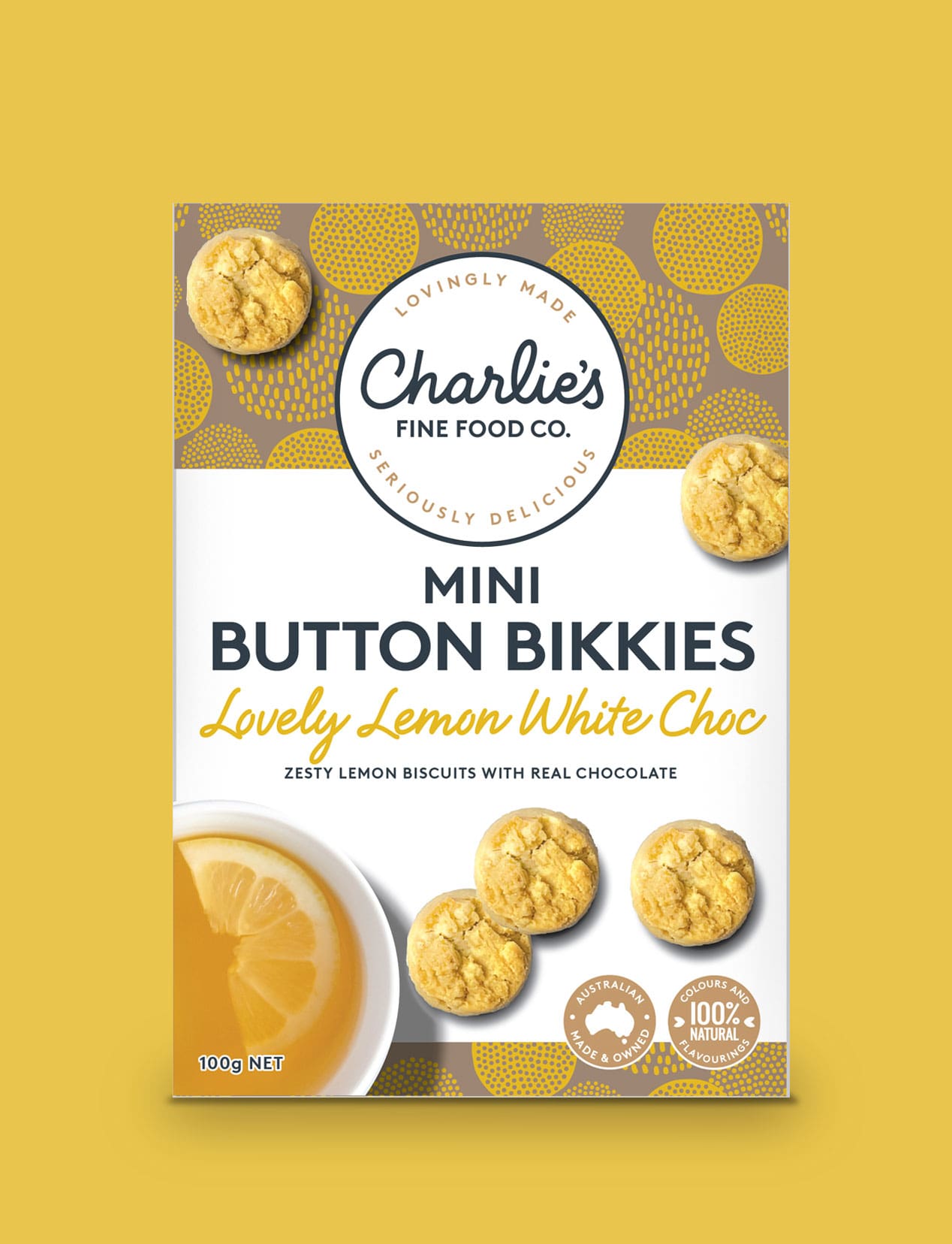 Lovely Lemon White Mini Button Bikkies 110g – Charlie's Fine Food Co.
